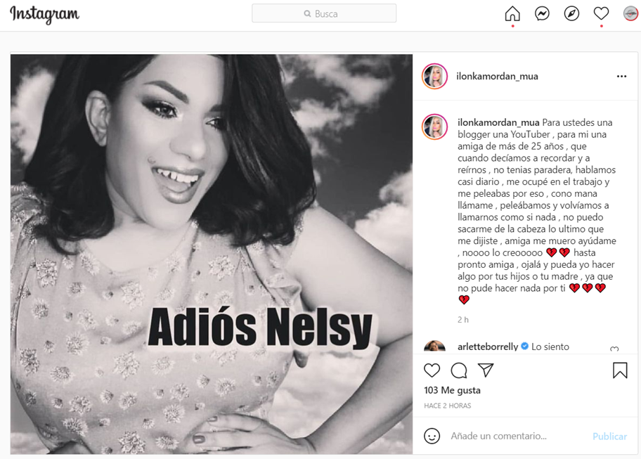 Adiós Nelsy Michael, conocida como Bellísssima 1, quien residía en ...